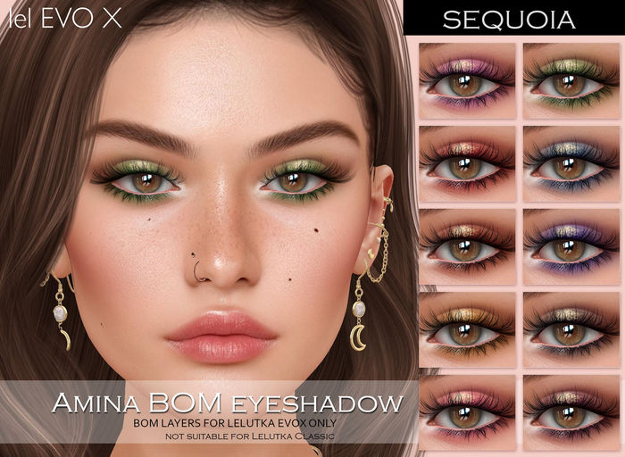 Second Life Marketplace - ::Sequoia:: Amina BOM eyeshadow for LeLutka EVOX ONLY - Eyeshadow BOM ...